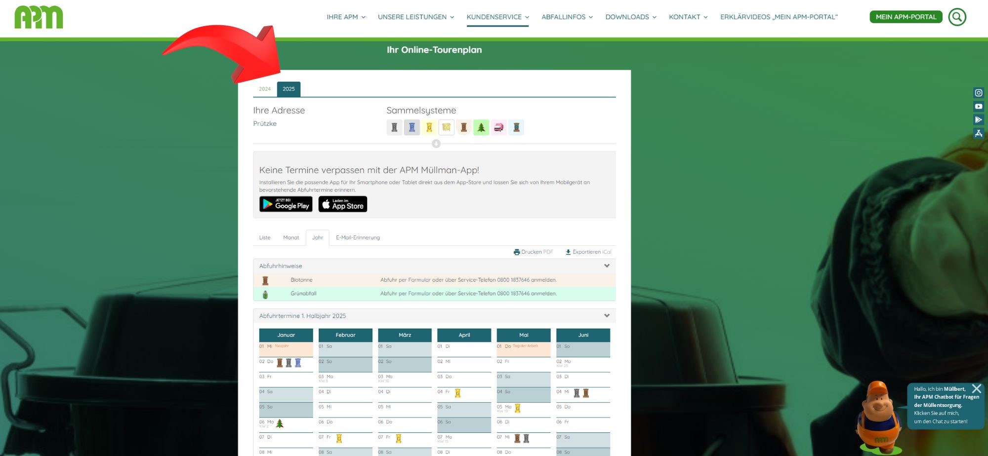Abfalltourenplan 2025 steht in digitaler Form bereit - apm